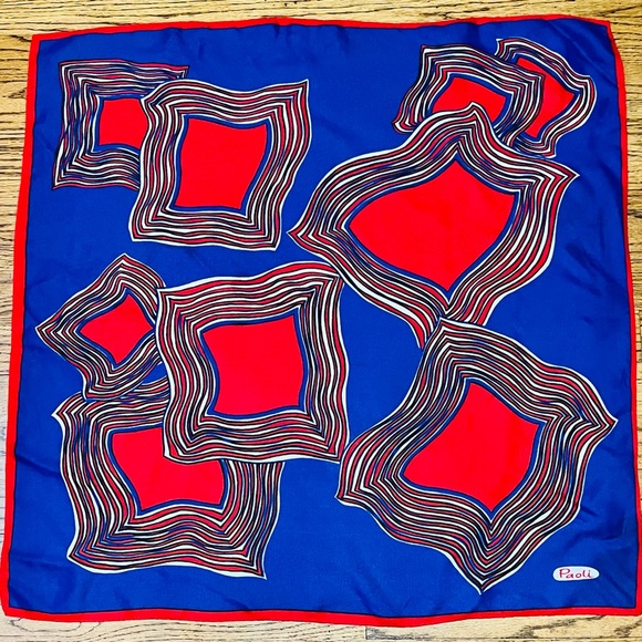 paoli | Accessories | Vintage Paoli Bluered Geometric Scarf 26x26 ...